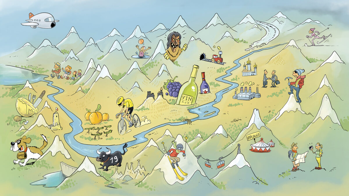 Valais-Wallis Promotion Giger Graphics | Grafik Werbung Cartoons ...